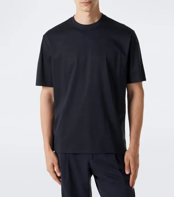 Agnona Cotton And Silk Jersey T-shirt - Blue