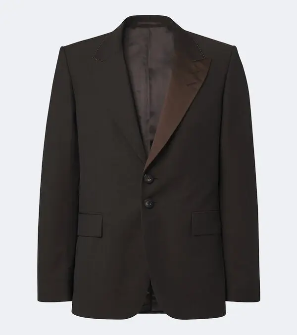 WALES BONNER Atto Satin-trimmed Virgin Wool Blazer - Brown
