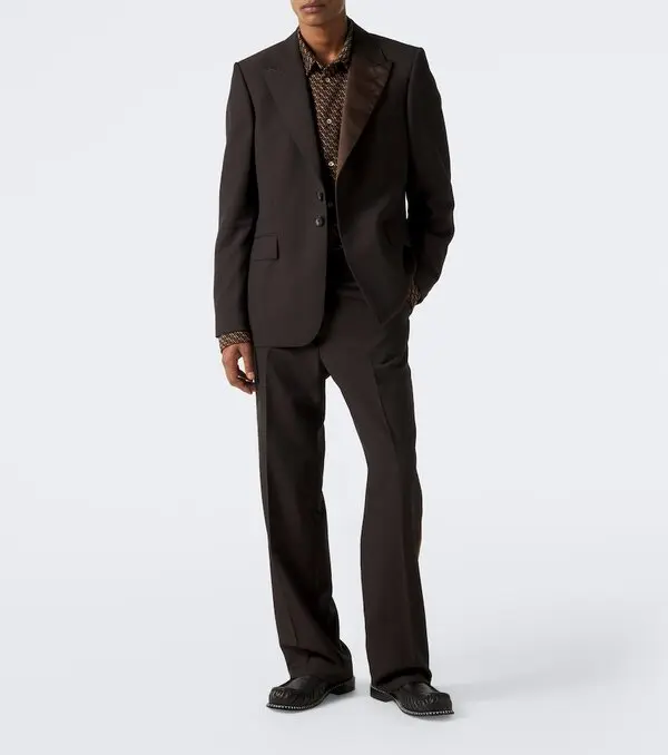 WALES BONNER Atto Satin-trimmed Virgin Wool Blazer