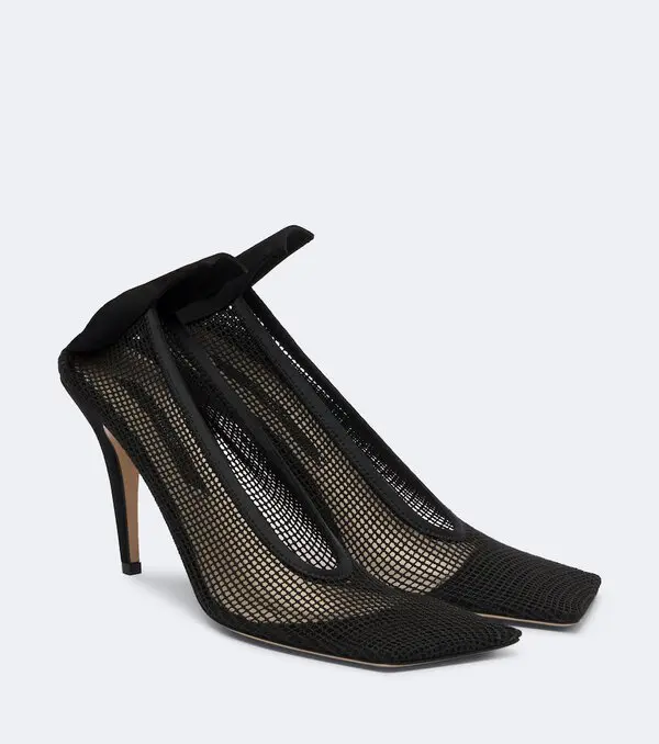 CHRISTEN Edge Stretch Suede-trimmed Mesh Pumps - Black