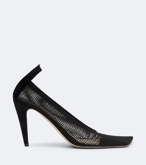 CHRISTEN Edge Stretch Suede-trimmed Mesh Pumps