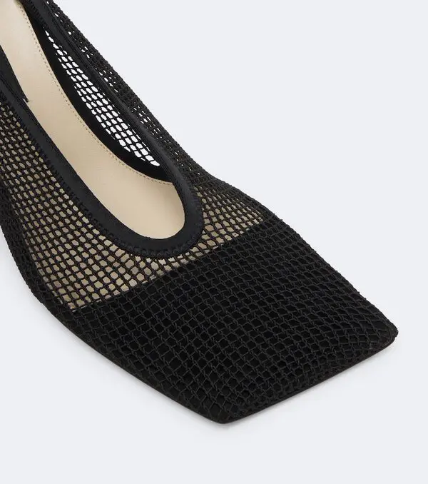 CHRISTEN Edge Stretch Suede-trimmed Mesh Pumps