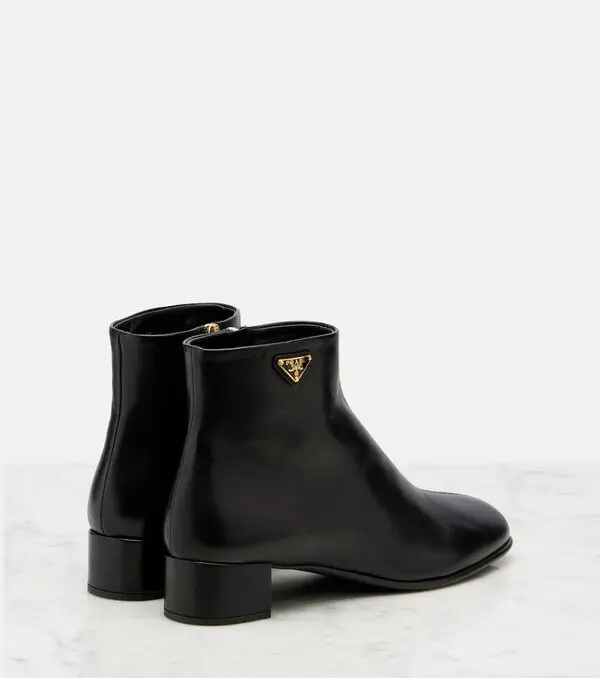 Prada Leather Ankle Boots With Zip Closure