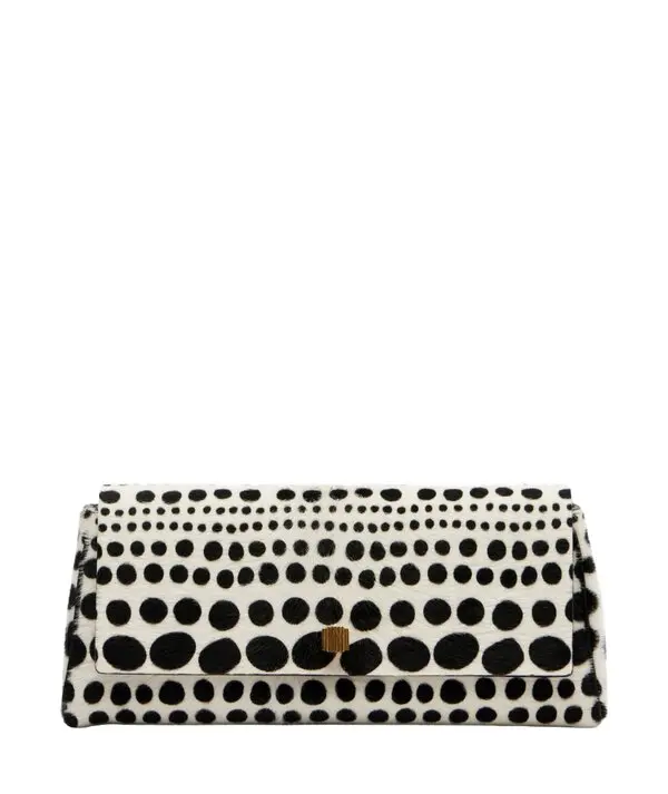 Khaite Audrey Polka-dot Calf Hair Clutch - White