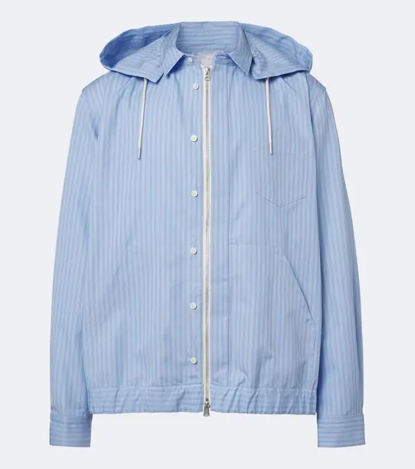 Sacai Striped Cotton-blend Jacket - Blue