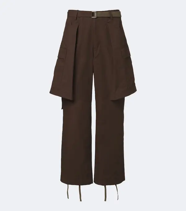 Sacai Cotton-blend Ripstop Cargo Pants - Brown
