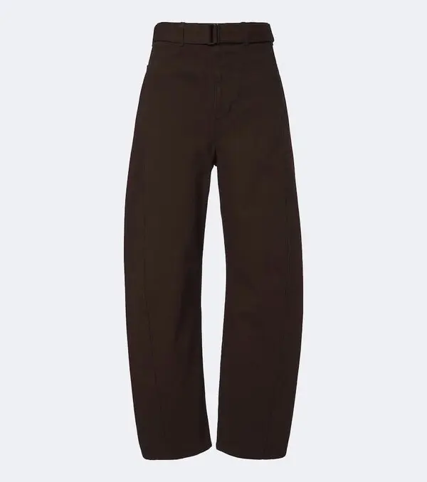 LEMAIRE Twisted Belted Barrel-leg Jeans - Brown
