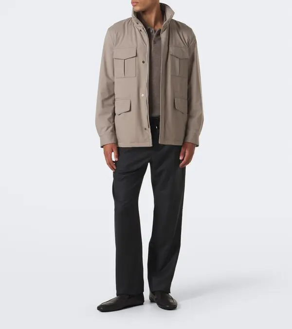 Agnona Technical Field Jacket With Concealed Hood - Grey