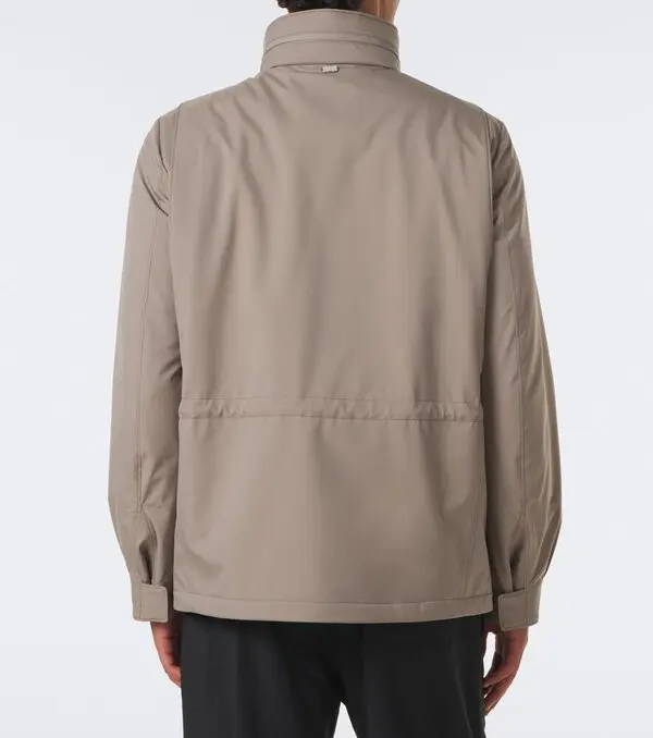 Agnona Technical Field Jacket With Concealed Hood - Grey