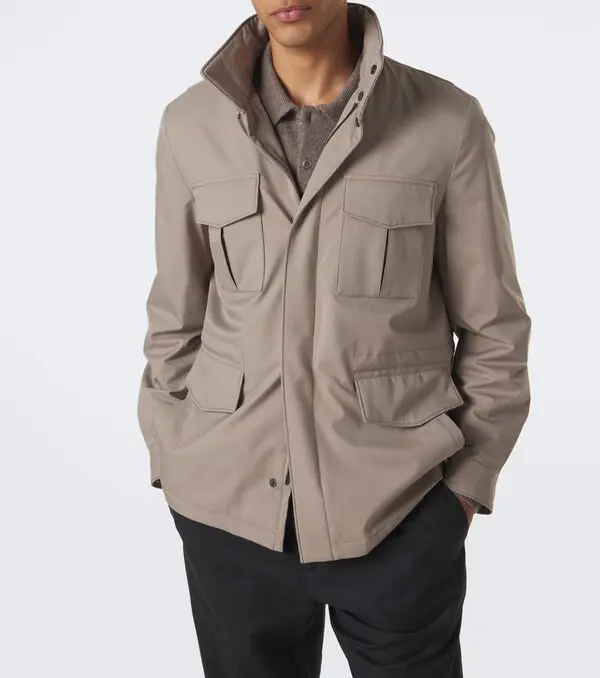 Agnona Technical Field Jacket With Concealed Hood - Grey