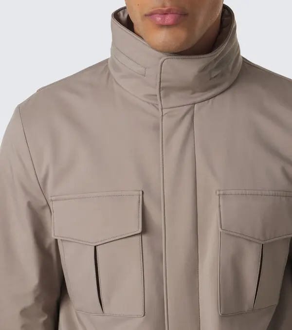 Agnona Technical Field Jacket With Concealed Hood - Grey