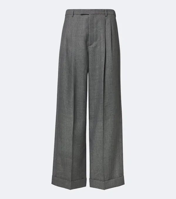 Valentino Garavani Herringbone Wide-leg Pants - Grey