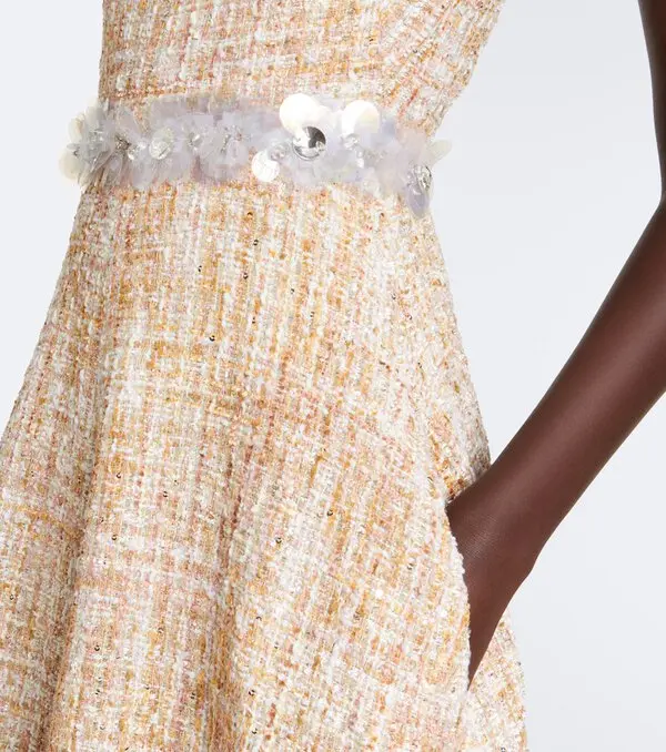 Safiyaa Maisie Embellished Tweed Midi Dress