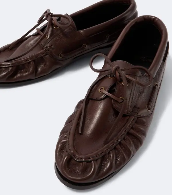 Saint Laurent Le Loafer Bateau Leather Boat Shoes - Brown