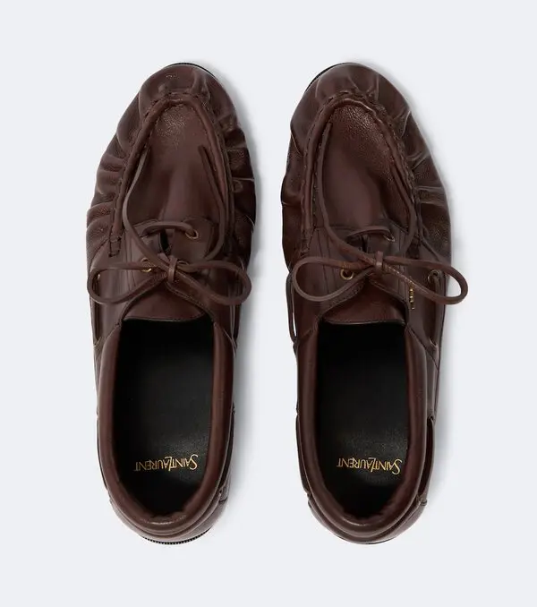 Saint Laurent Le Loafer Bateau Leather Boat Shoes - Brown