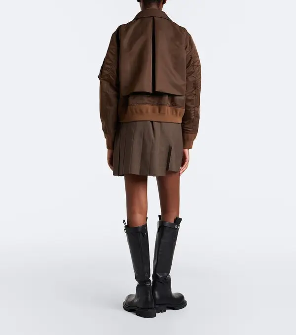 Sacai Pleated Asymmetric Wool Skort