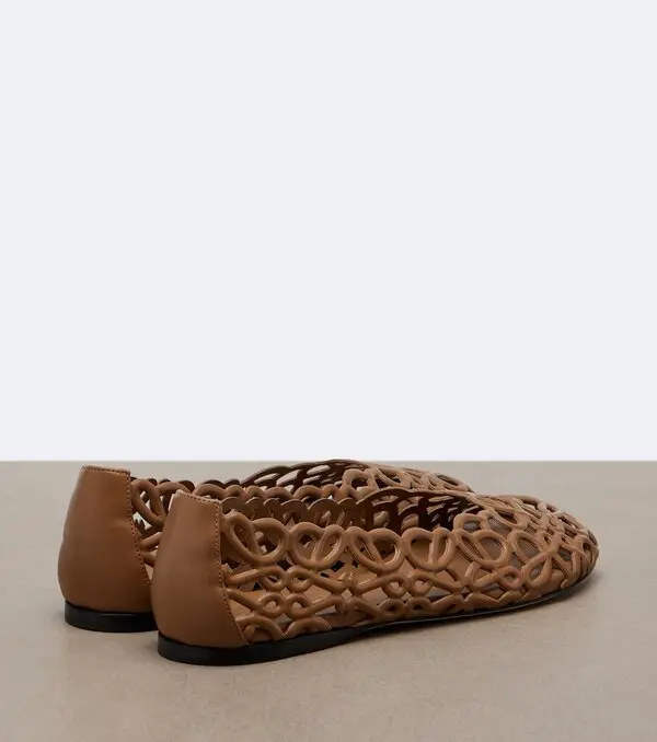 Loewe Petal Anagram Leather Ballet Flats