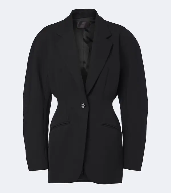 MUGLER Virgin Wool Grain De Poudre Blazer - Black
