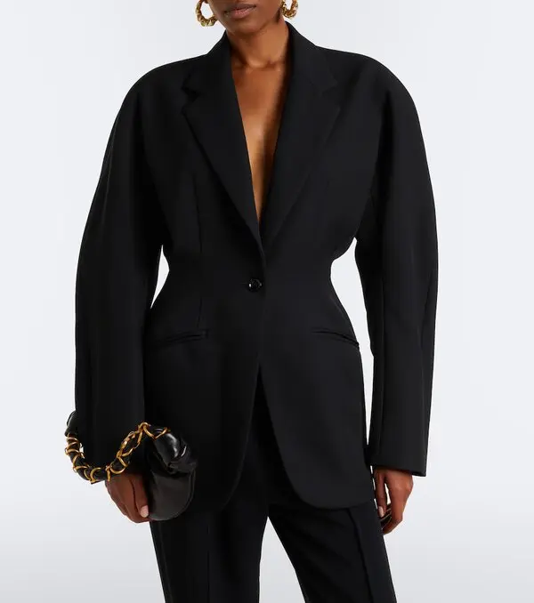 MUGLER Virgin Wool Grain De Poudre Blazer
