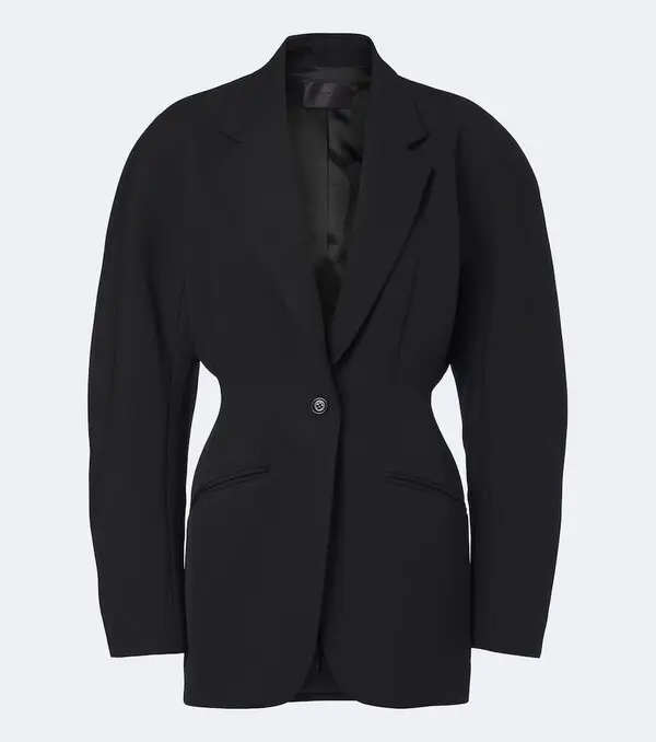 MUGLER Virgin Wool Grain De Poudre Blazer - Black