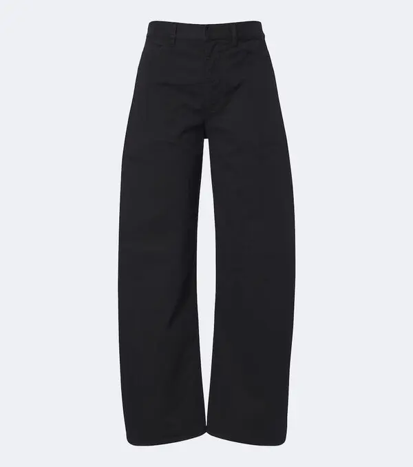 NILI LOTAN Tribeca Cotton Twill Barrel-leg Pants - Grey