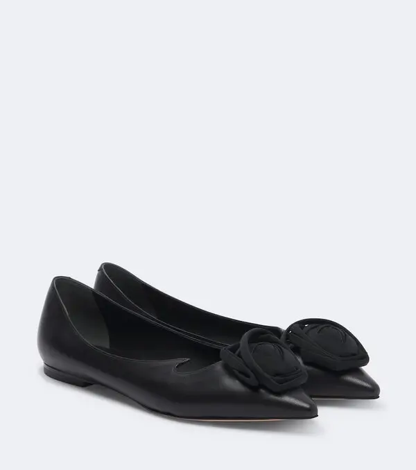ROGER VIVIER Pointed Toe Ballet Flats - Black