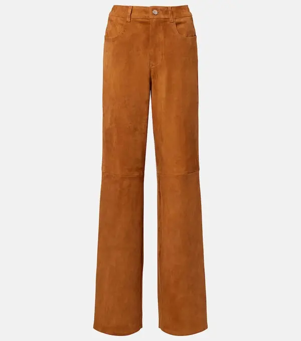 Stouls Suede Wide-leg Pants - Brown