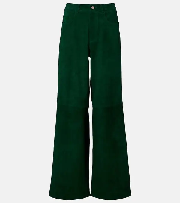 Stouls My Theo Suede Wide-leg Pants - Green