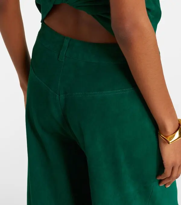 Stouls My Theo Suede Wide-leg Pants - Green