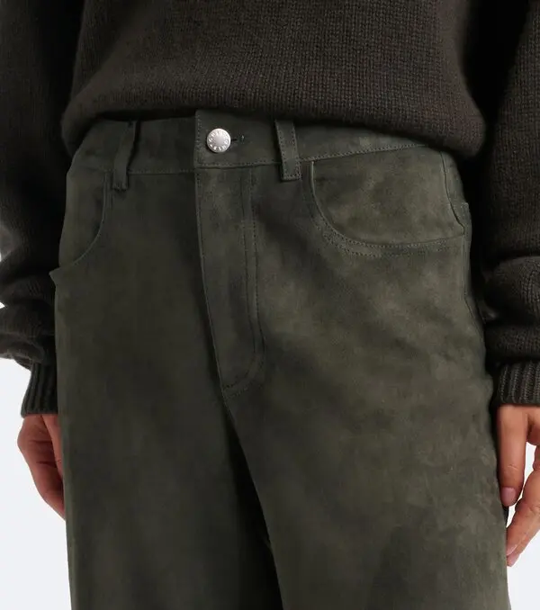 Stouls My Theo Suede Wide-leg Pants - Green