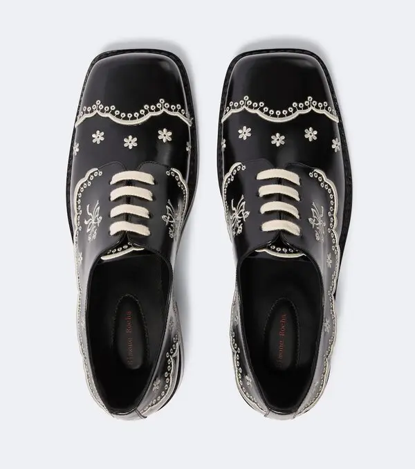 Simone Rocha Embroidered Leather Brogues