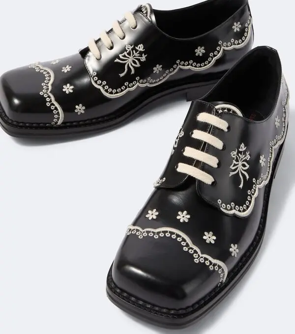 Simone Rocha Embroidered Leather Brogues