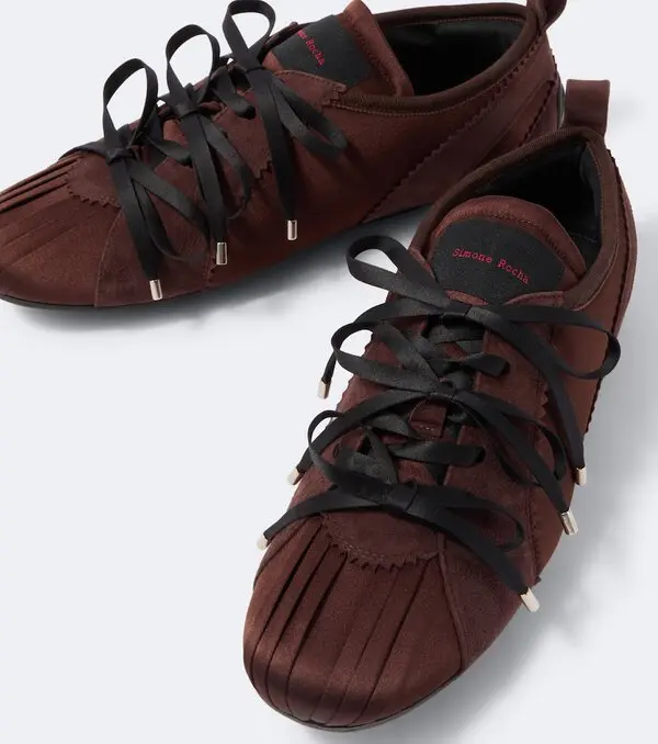 Simone Rocha Ballerina Grip Suede-trimmed Satin Sneakers