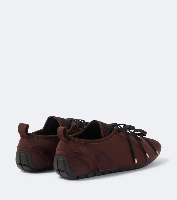Simone Rocha Ballerina Grip Suede-trimmed Satin Sneakers