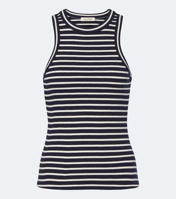 NILI LOTAN Hank Striped Cotton Tank Top - Blue