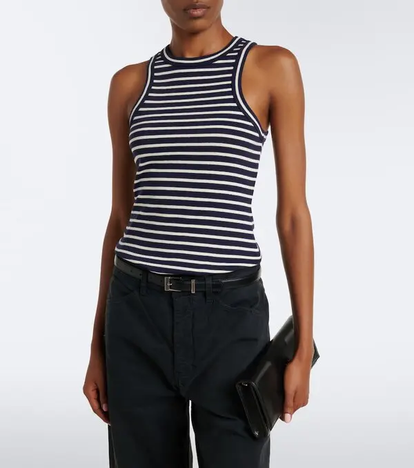 NILI LOTAN Hank Striped Cotton Tank Top