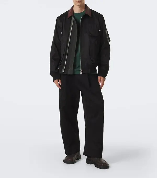 Sacai Leather-trimmed Cotton Blouson Jacket