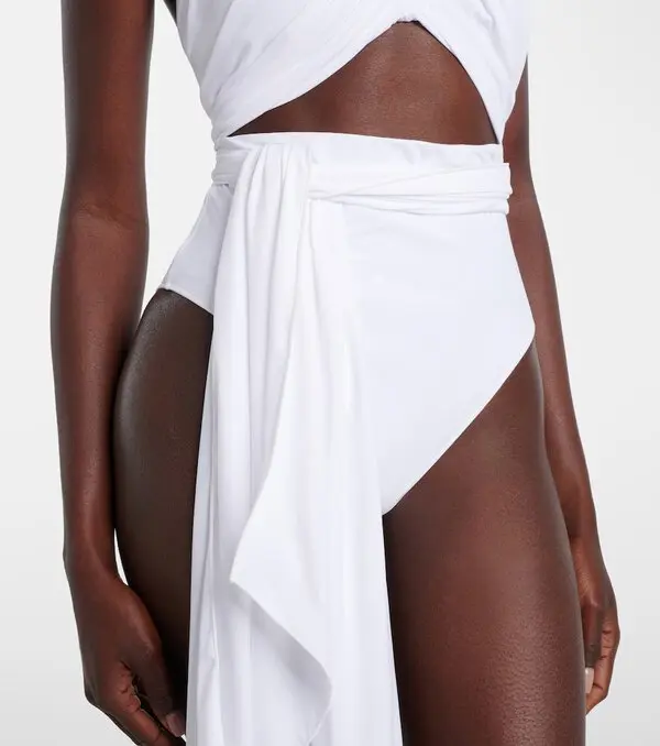 Alaïa Halterneck Draped Swimsuit - White