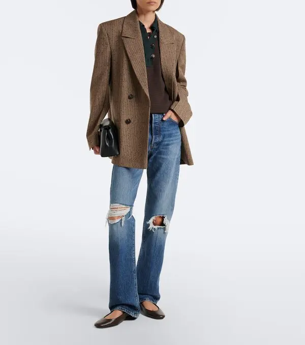 FRAME The Vertical Distressed Straight Jeans