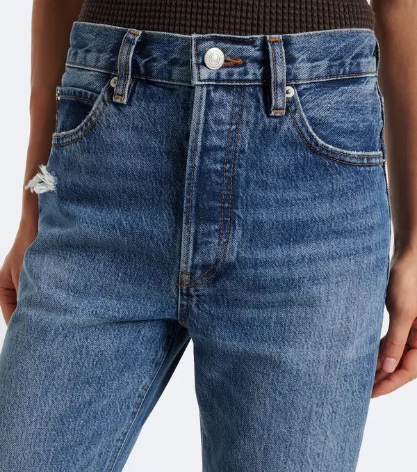 FRAME The Vertical Distressed Straight Jeans