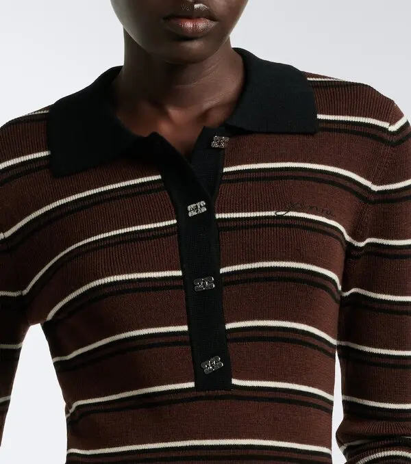 GANNI Striped Wool Polo Sweater
