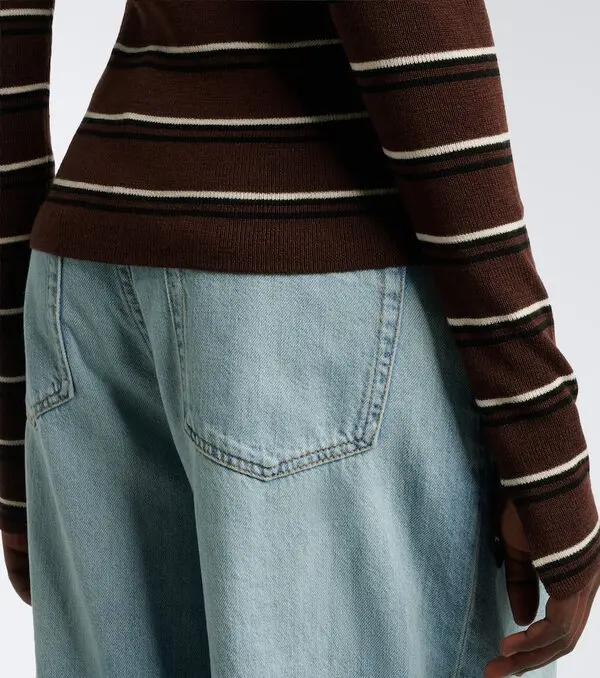 GANNI Striped Wool Polo Sweater