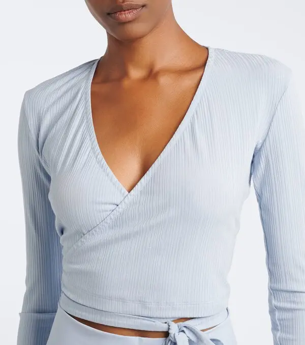 NORBA Ribbed-knit Wrap Top
