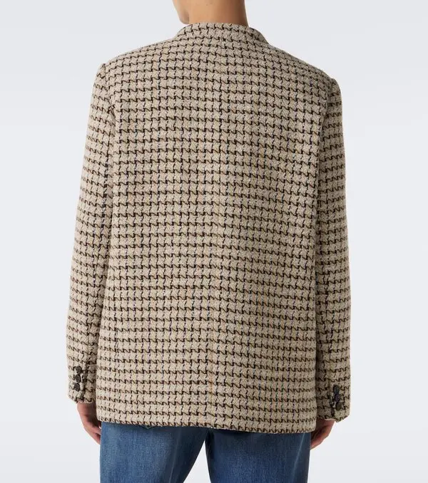 Valentino Garavani Houndstooth Wool And Silk-blend Bouclé Blazer