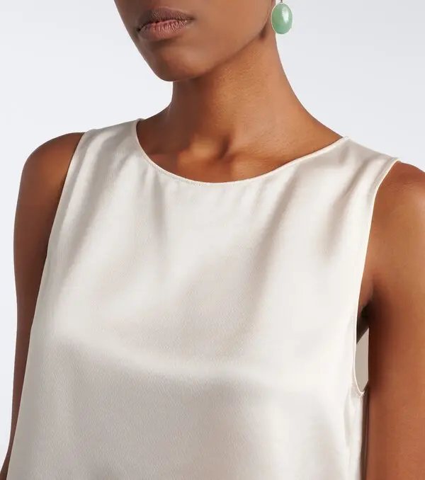 LESET Lace-trimmed Satin Crop Top - White