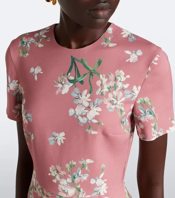 Erdem Floral Asymmetric Cady Midi Dress