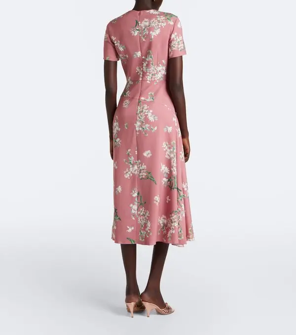 Erdem Floral Asymmetric Cady Midi Dress