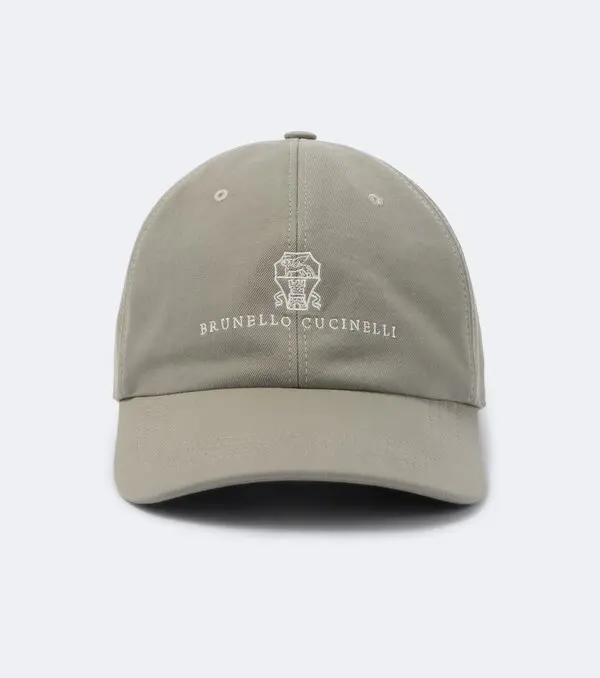 Brunello Cucinelli Logo Baseball Cap In Cotton - Green