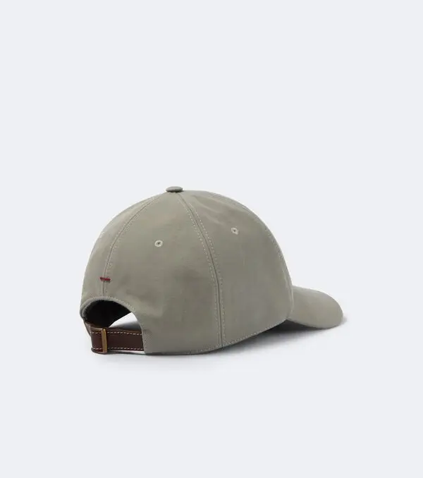 Brunello Cucinelli Logo Baseball Cap In Cotton - Green