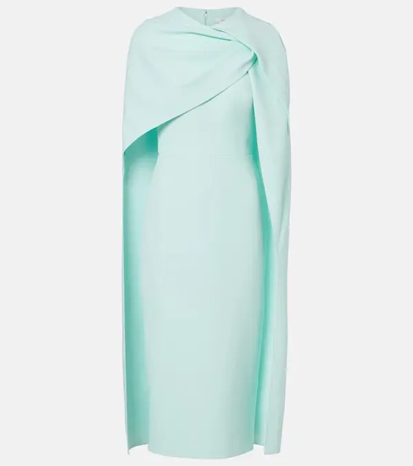 Safiyaa Oria Caped Crêpe Midi Dress - Green